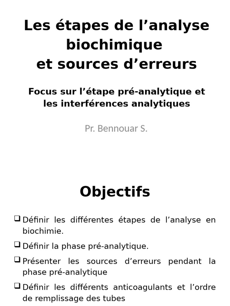 Les Étapes de L'analyse Biochimique Et Sources D'erreur | PDF