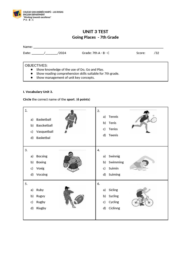 7th Grade Test Unit 3 | PDF