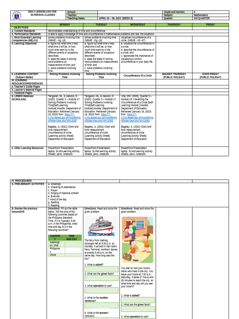 DLL G5 Math Q3 W8 | PDF