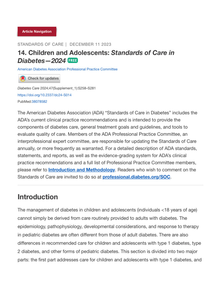 14. Children and Adolescents- Standards of Care in Diabetes—2024 ...