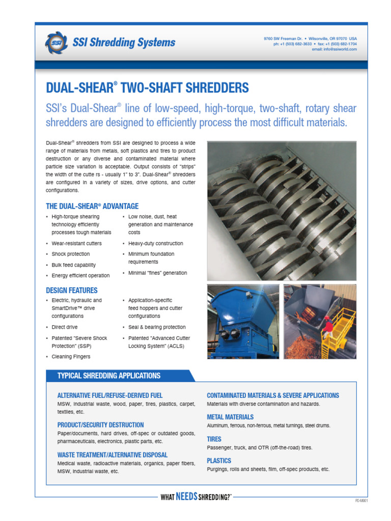 PD M001 Dual Shear Shredders | PDF