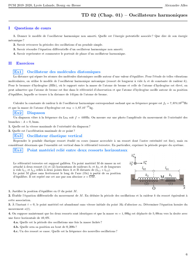 TD02 - Oscillateur Harmonique | PDF