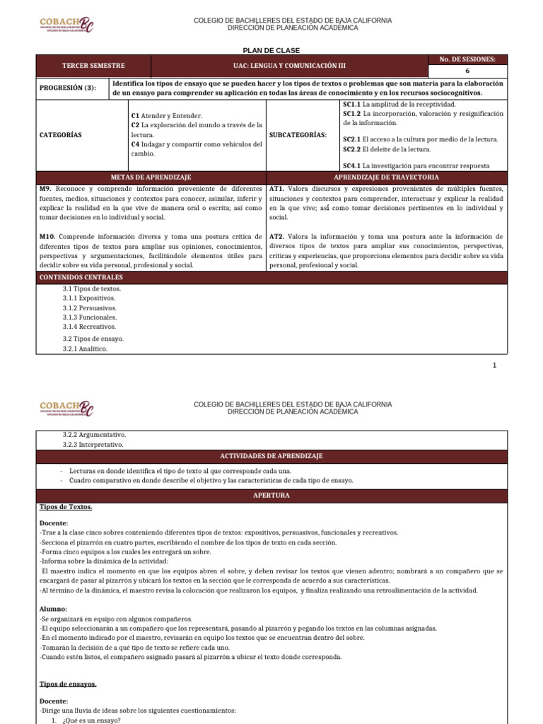 LYCIII - Progresión 3 | PDF