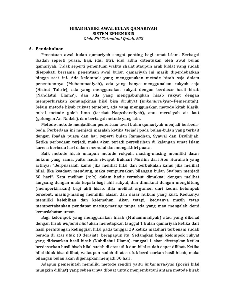 Materi Hisab Awal Bulan Qamariyah & Lampiran | PDF