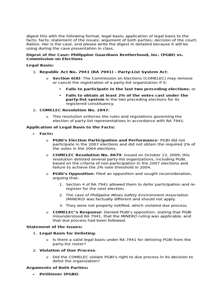 Philippine Guardians Brotherhood, Inc. (PGBI) vs. Commission On ...