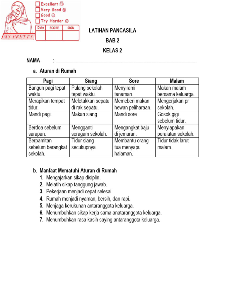 2 Rangkap Latihan Pancasila Bab 2 Kelas 2 | PDF
