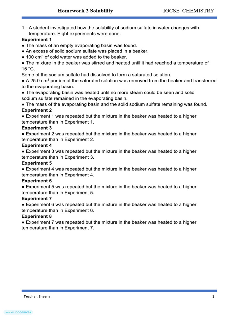 Homework 18.2 Solubility | PDF
