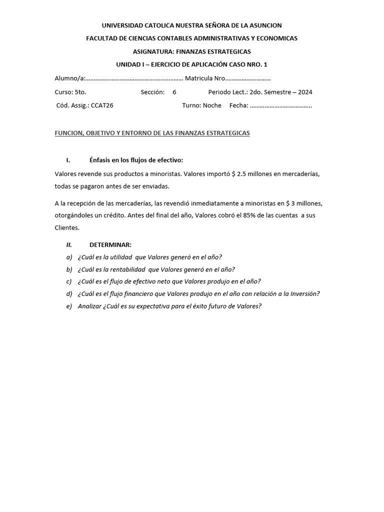 Ejercicio de Aplicación #1 - A Resolver | PDF