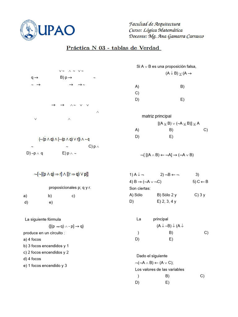 Practica 03 - Tablas de Verdad | PDF