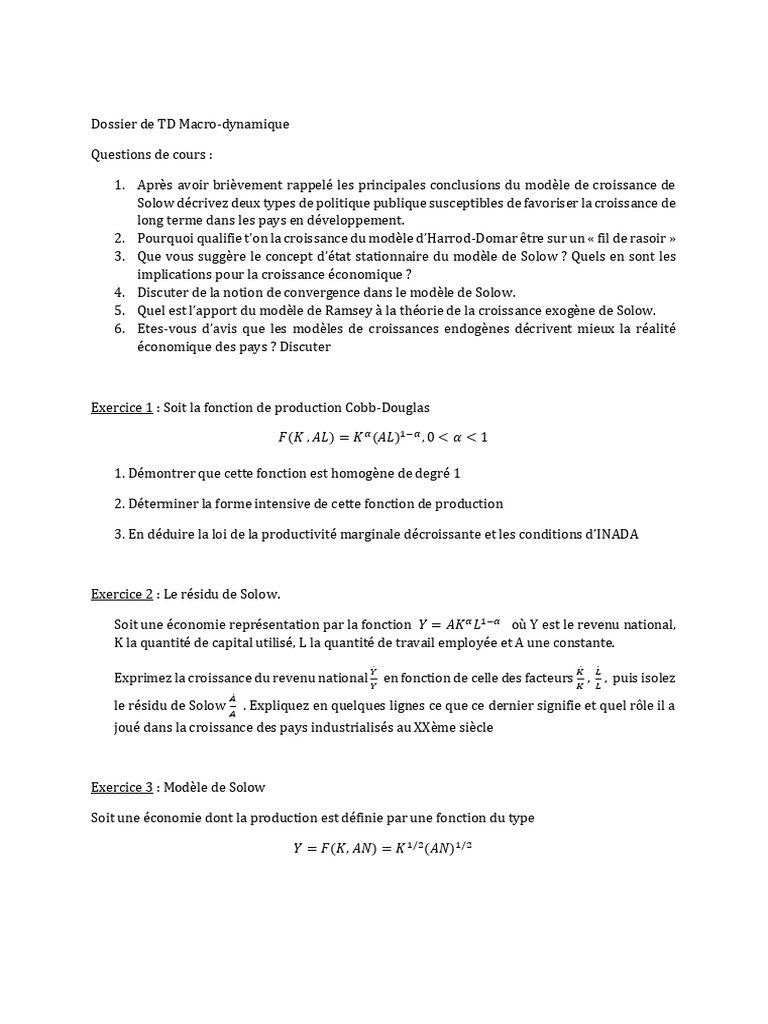 Dossier de TD Macro | PDF