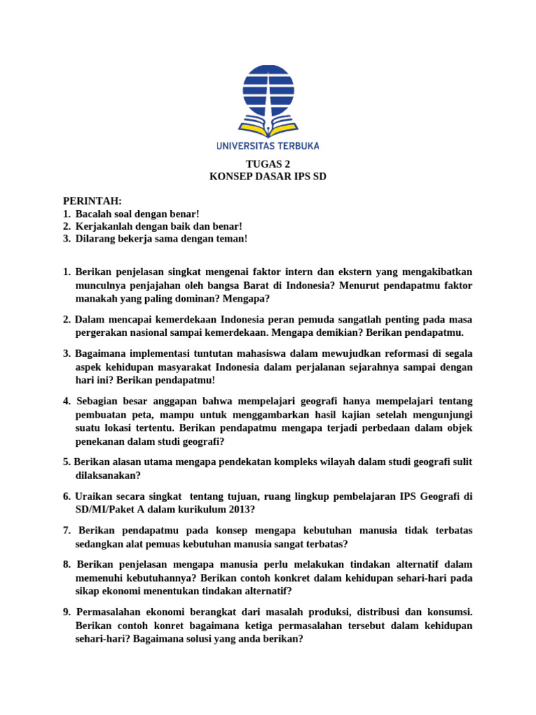 TUGAS 2 Konsep Dasar IPS SD | PDF | Ilmu Sosial