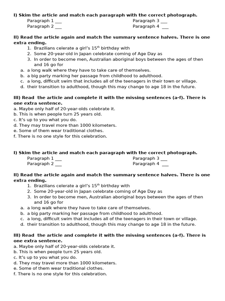 Reading Comprehension B1 | PDF