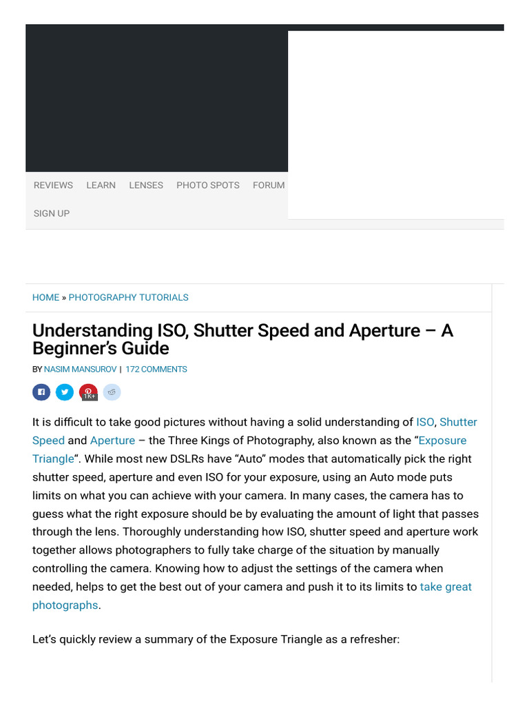 Understanding ISO, Shutter Speed and Aperture - A - 1584799685875 | PDF