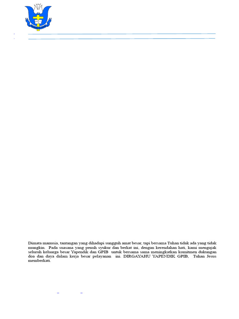 Sambutan Hut Ke 43 Yapendik Gpib Pdf