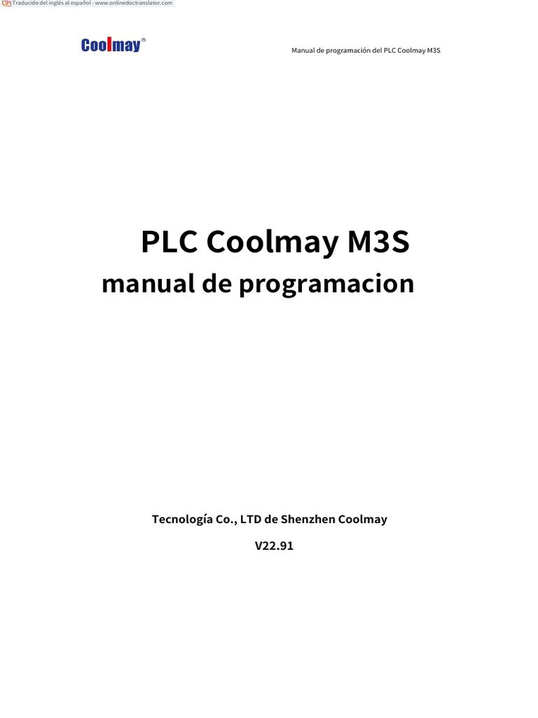 Coolmay M3S PLC Programming Manual V22.91.en - Es | PDF