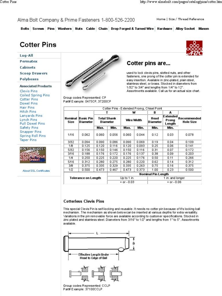 Cotter Pins | PDF | Screw | Manufactured Goods