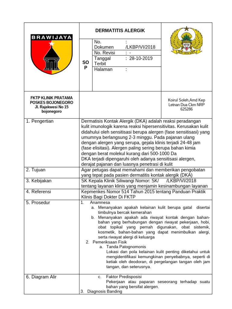 Sop Dermatitis Alergik | PDF