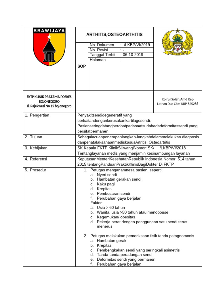 Sop Arthitis | PDF