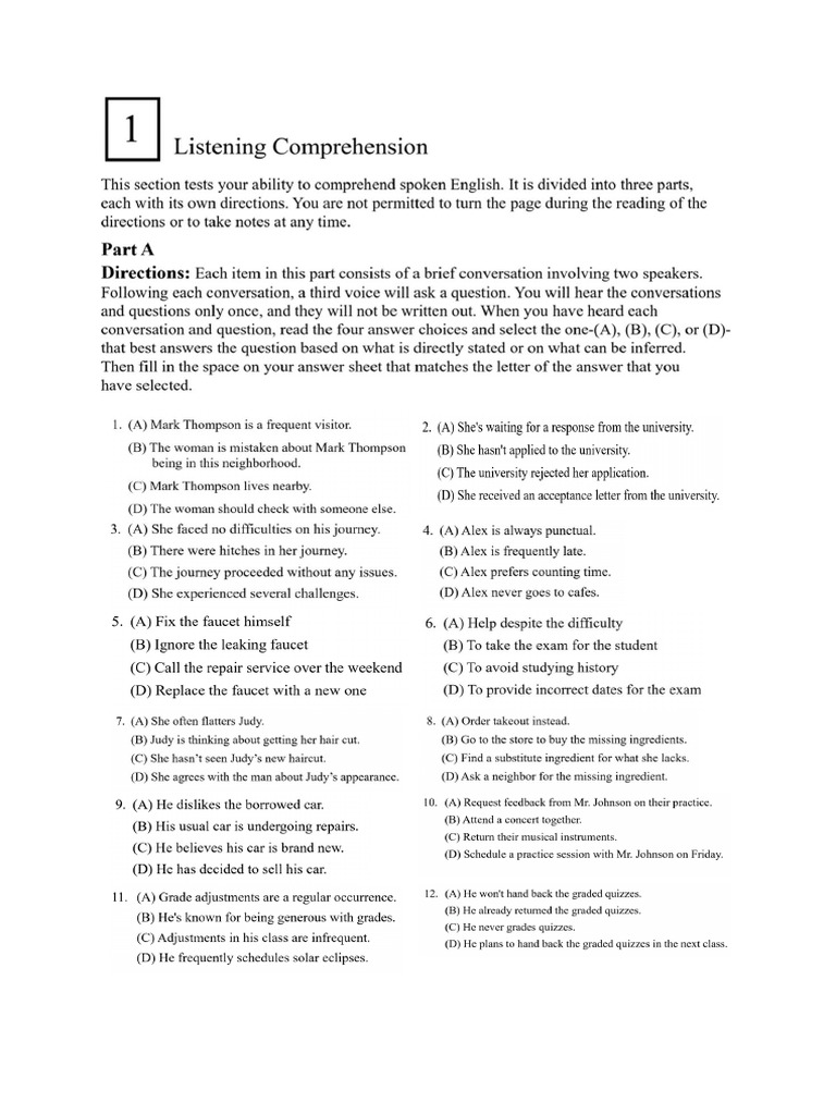 Listening Comprhension Part 1 - Done | PDF
