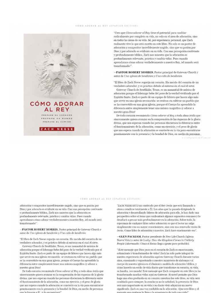 Libro Como Adorar Al Rey | PDF