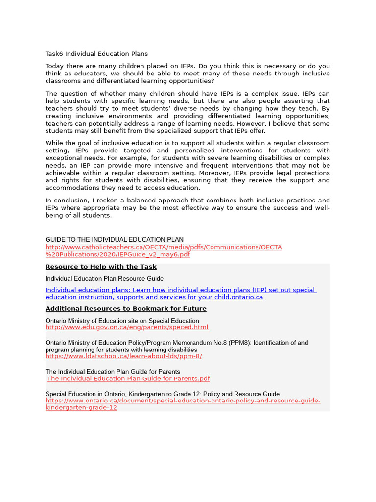 Task6 Individual Education Plans | PDF