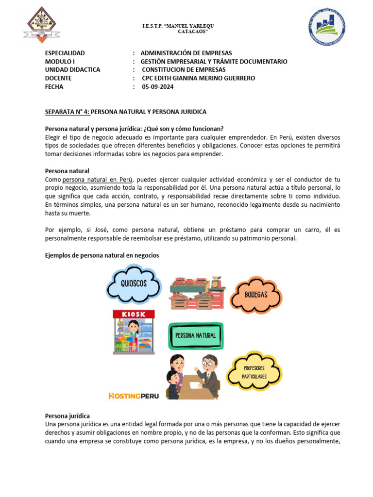 Separata #4 - Persona Natural y Persona Juridica | PDF