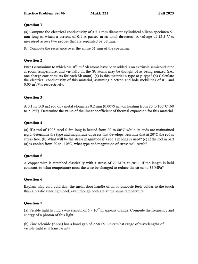 Practice Problem Set #6 | PDF