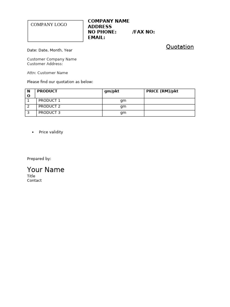 Sample Quotation | PDF