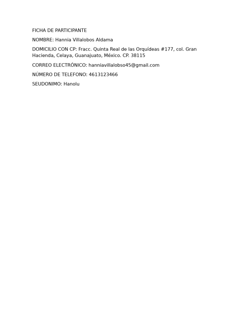 Ficha de Participante | PDF