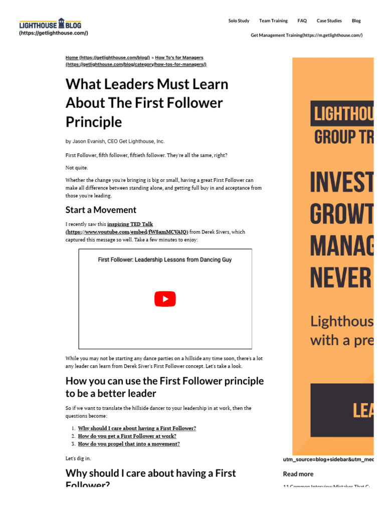 The First Follower: What Every Leader Must Know About It | PDF