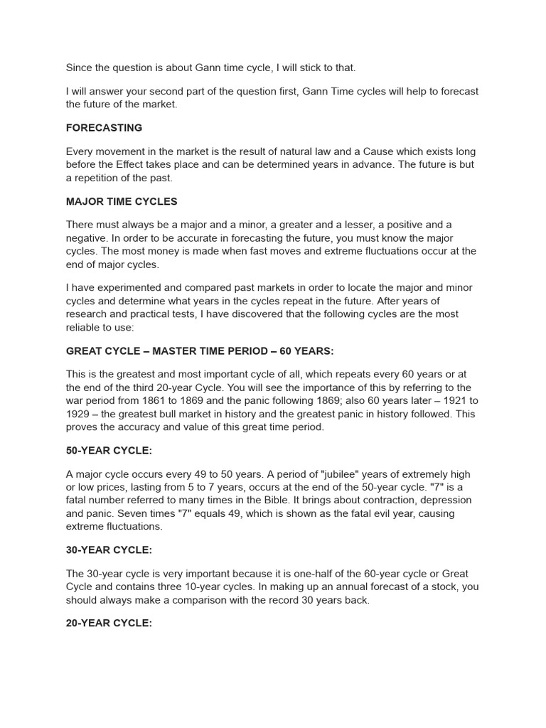 W.D. Gann Time Cycle | PDF