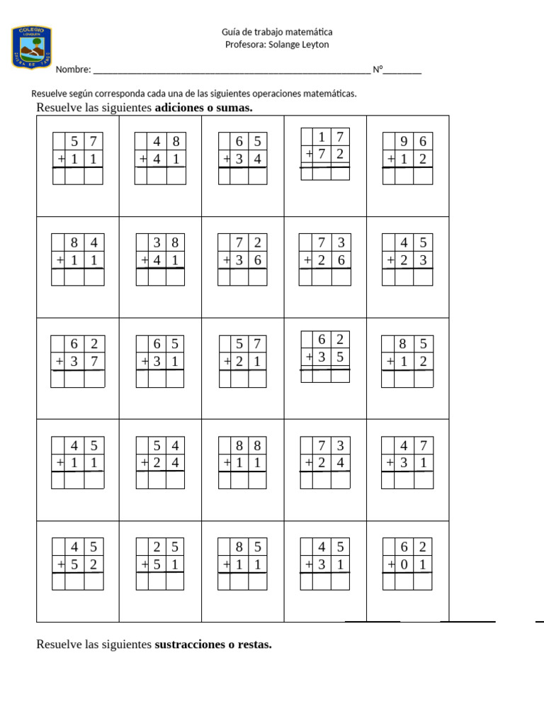 Sumas y Restas Simples (Dobles) | PDF