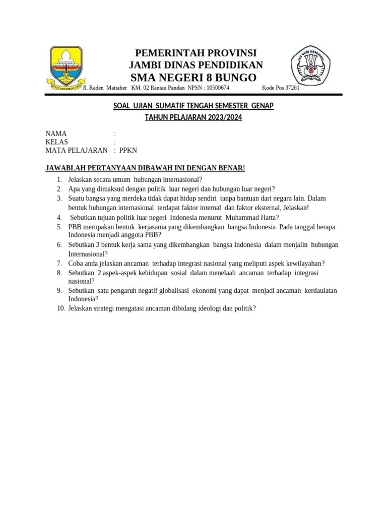 Salin-Soal Mid Genap Xi Fix | PDF