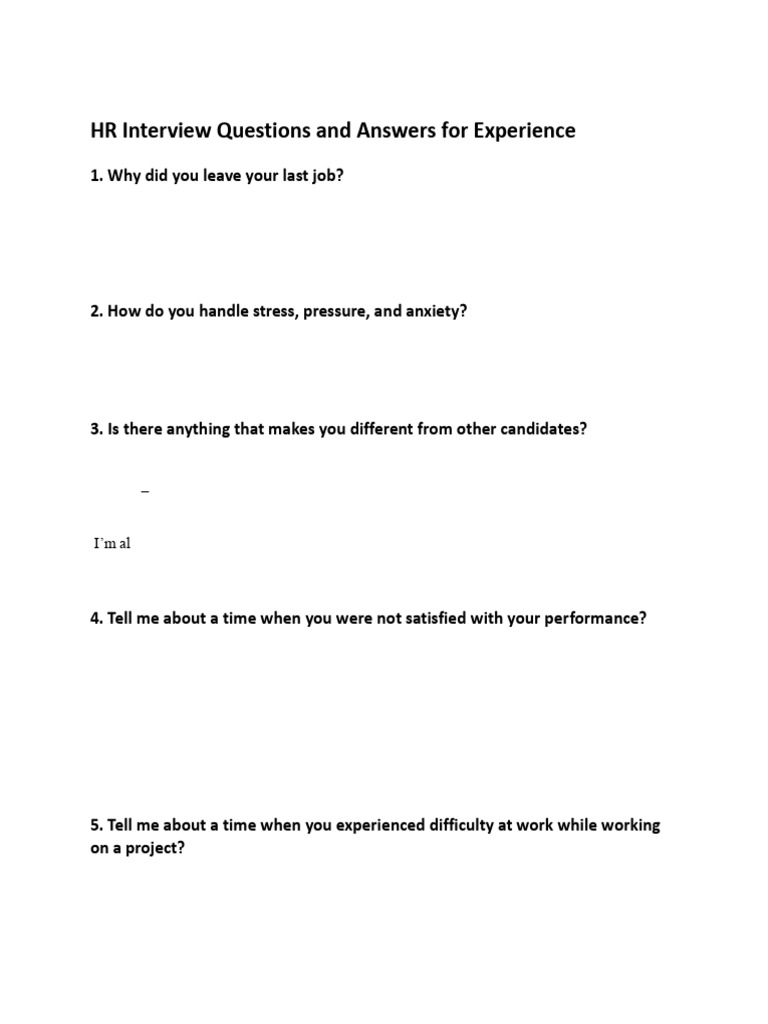 HR Interview Questions | PDF