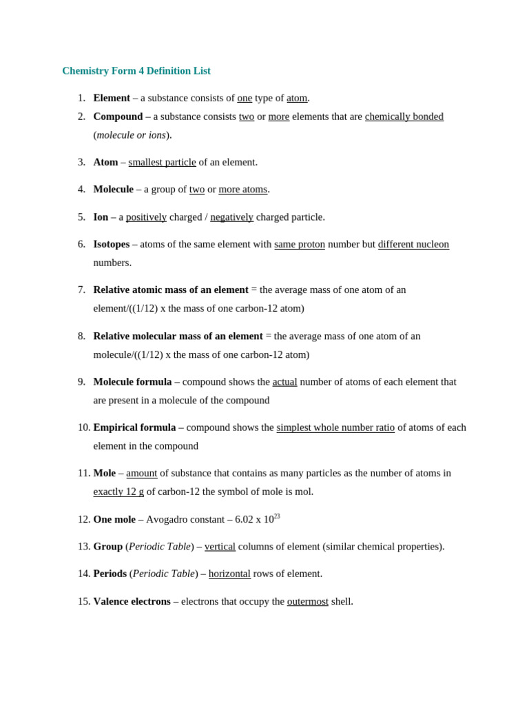 Form 4 Definition List | PDF