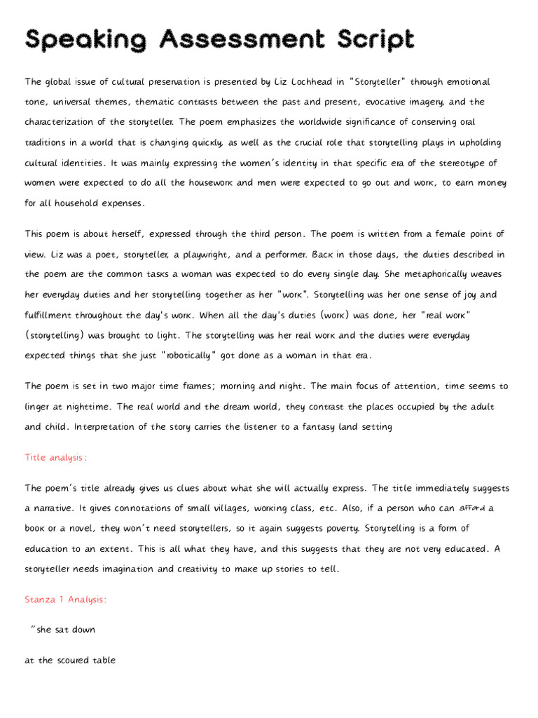 English Speaking Assessment Script | PDF