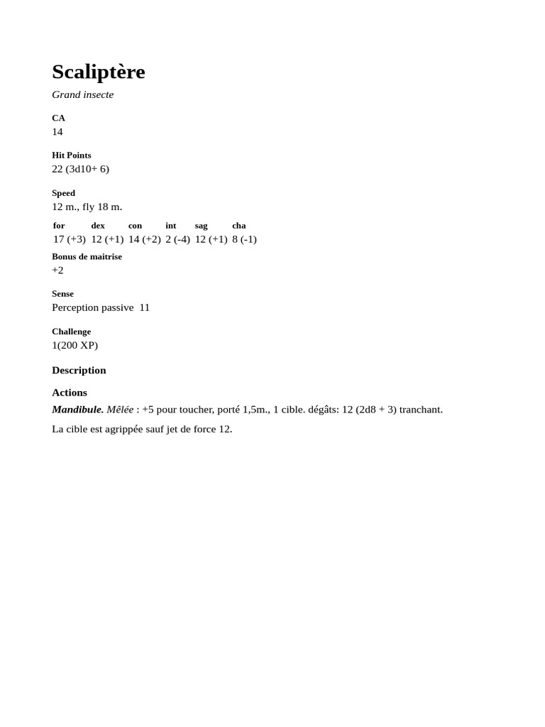 Scaliptère dd5 | PDF