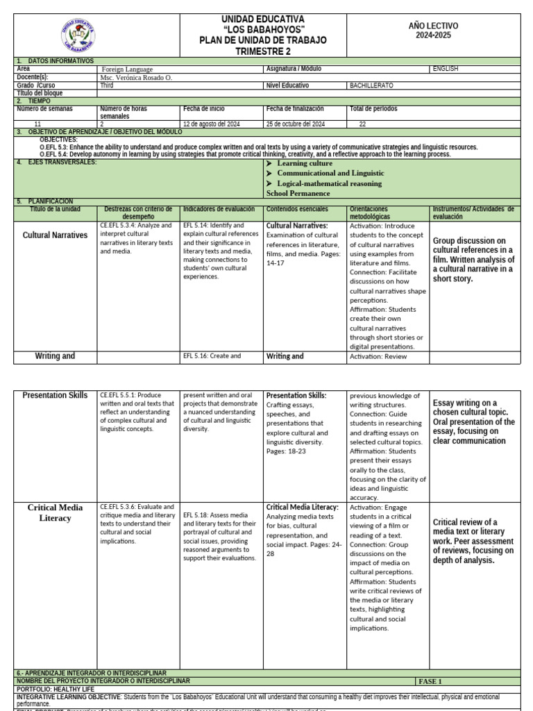 Third Bac Planning 2 | PDF
