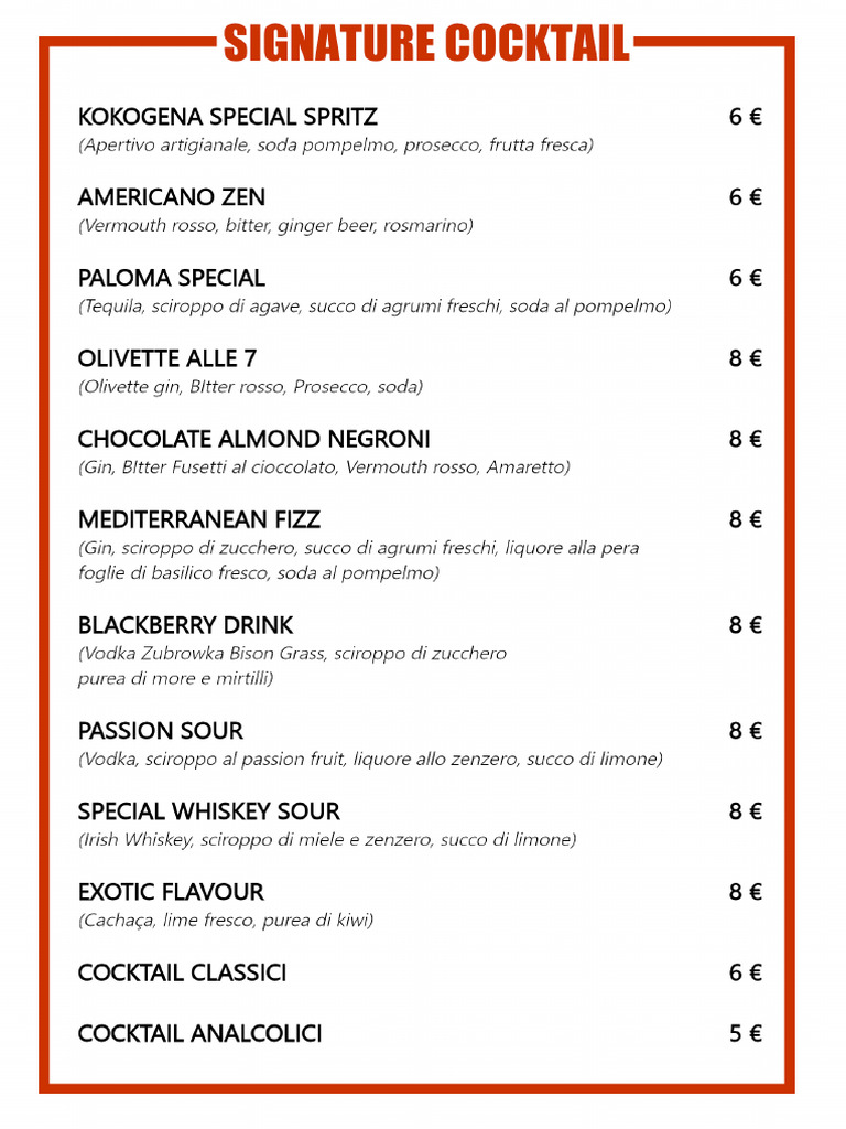Cocktail List | PDF
