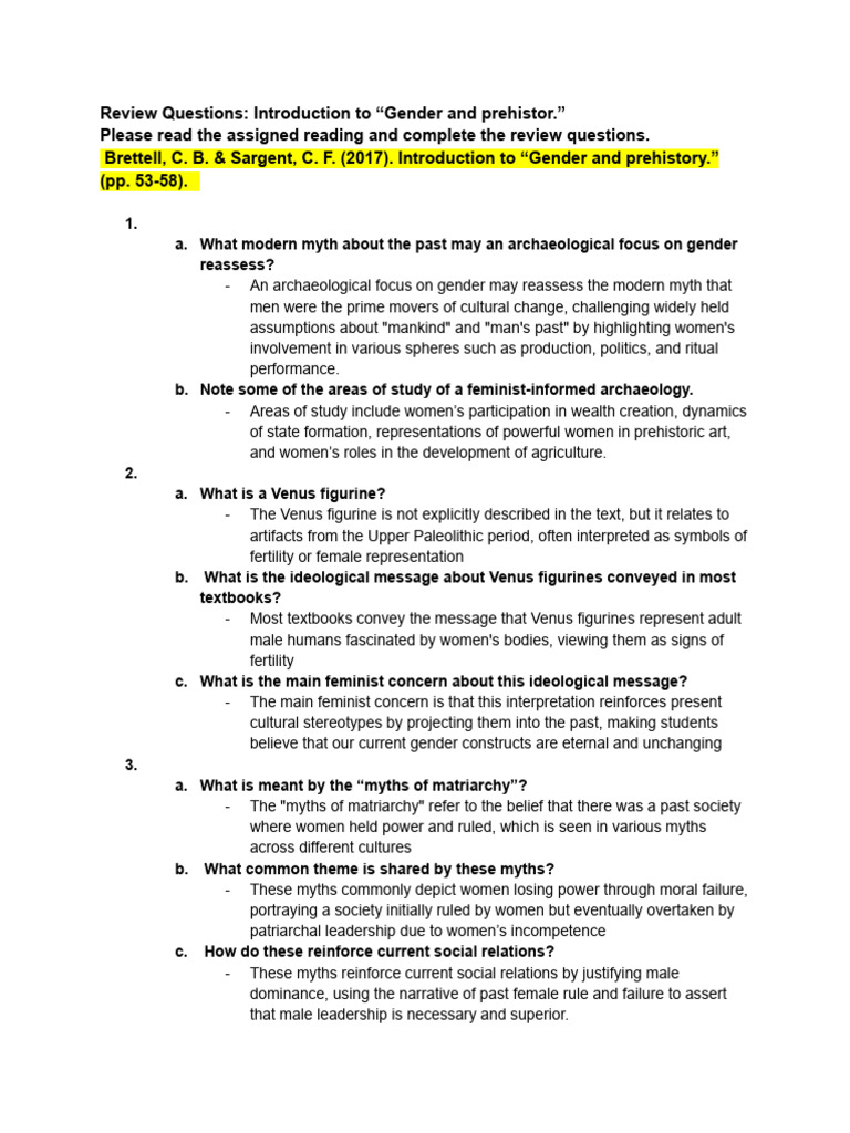 Module 3 - Review Questions Reading 1-2 | PDF | Gender | Gender Studies