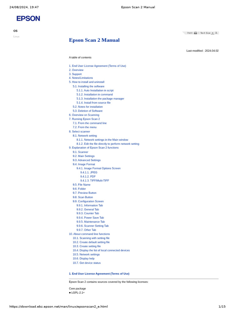 Epson Scan 2 Manual | PDF
