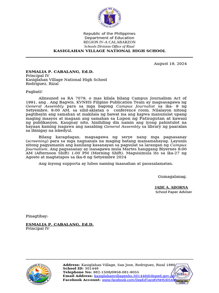 Library Usage Letter To MaamMalie | PDF