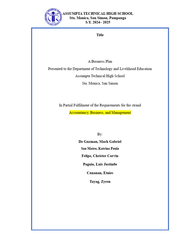 Business Plan Final Format | PDF