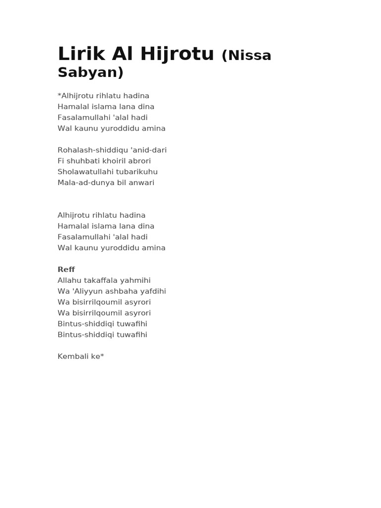 Lirik Al Hijrotu | PDF
