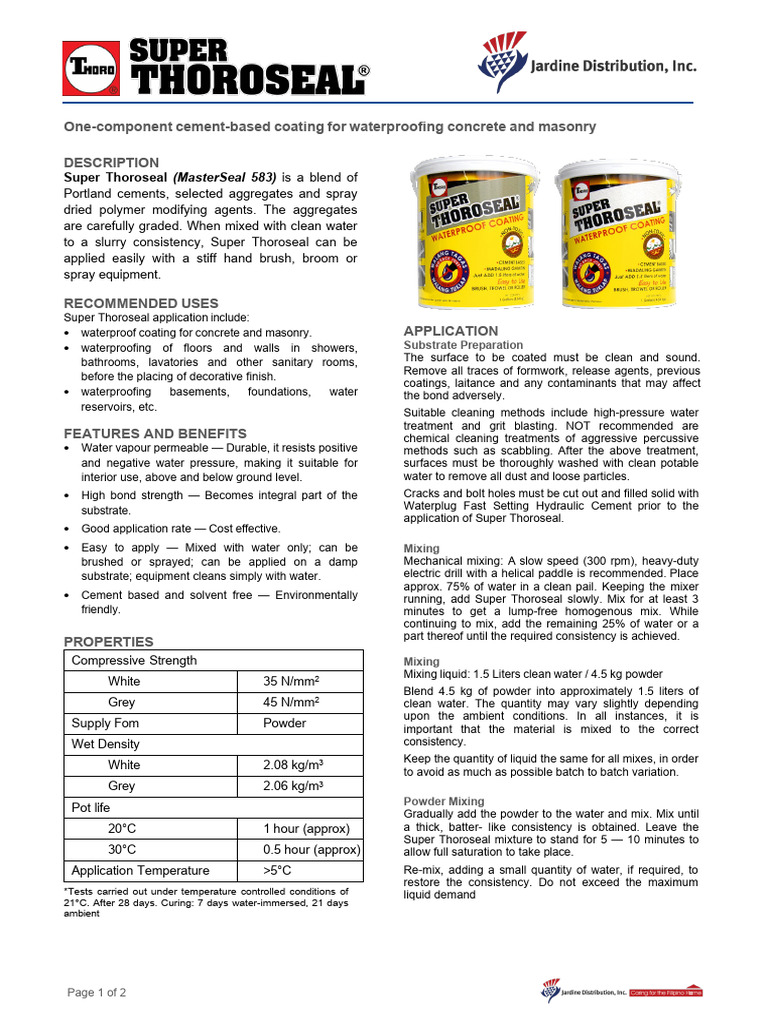 2023 SuperThoroseal (MSeal583) TDS | PDF