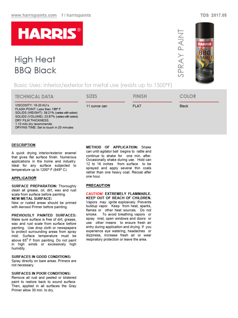 Ficha Tecnica Spray Harris BBQ Alta Temperatura | PDF