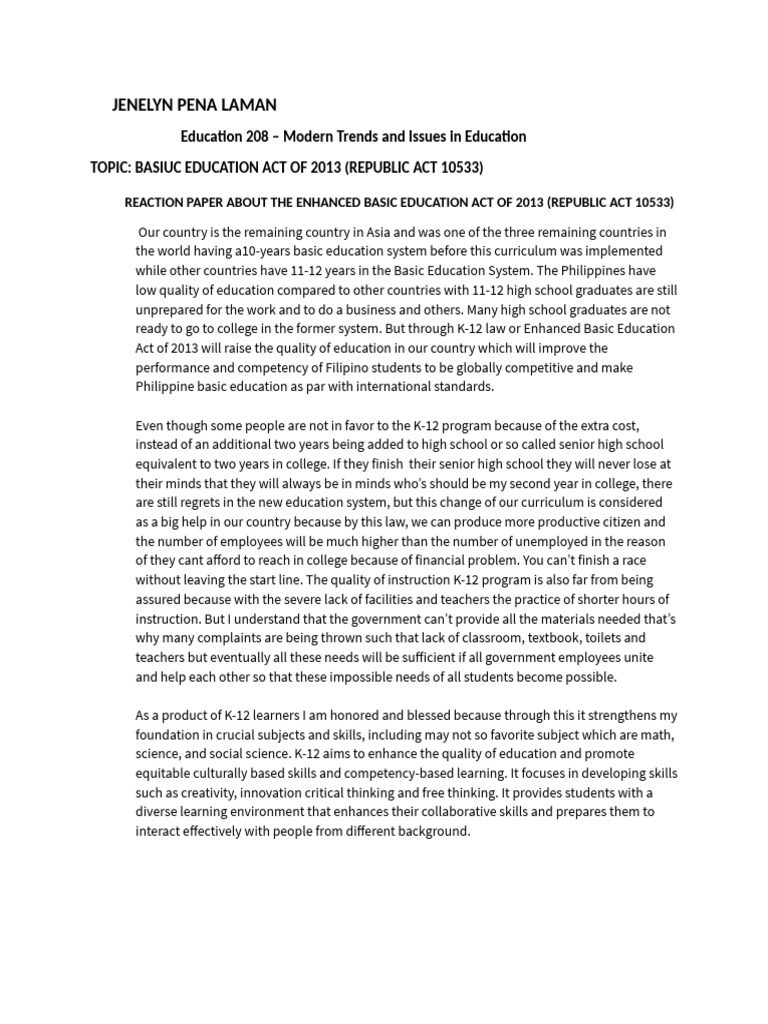 Jenelyn Pena Lamanreaction Paper | PDF