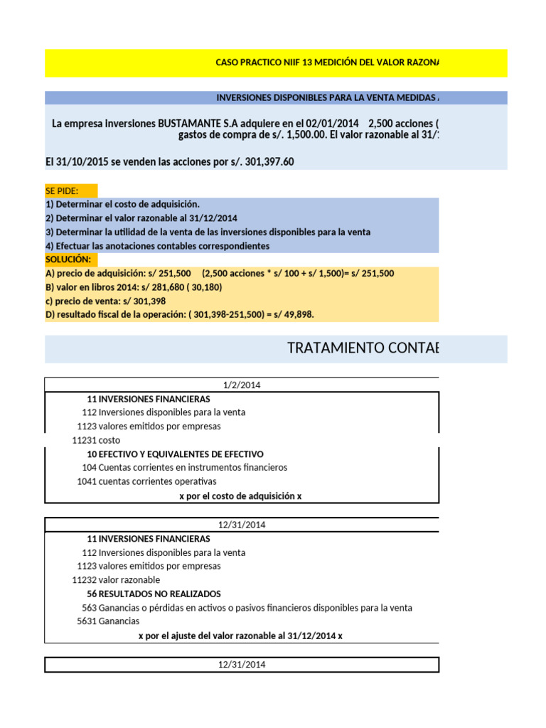 Caso Practico Niif 13 Medición Del Valor Razonable | PDF