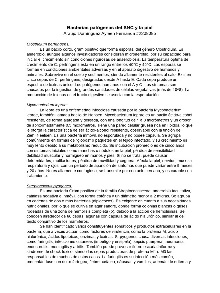 Bacterias Patógenas de SNC y Piel | PDF
