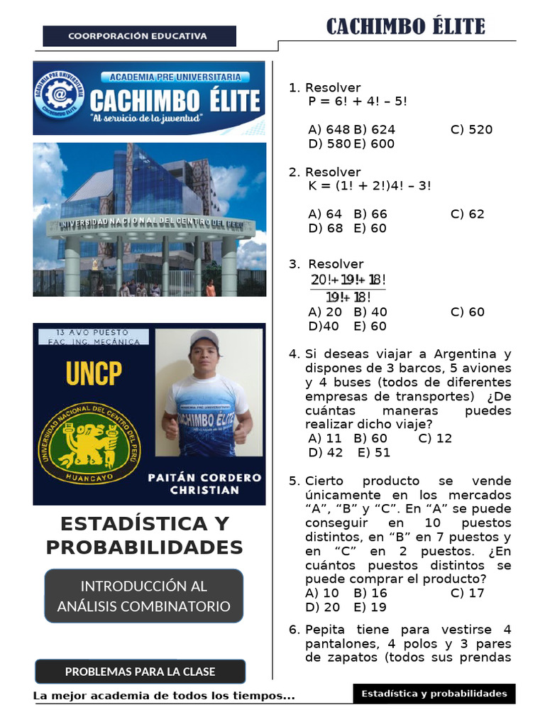 01 Est y Prob - Introduccion Al Analisis Combinatorio Tarde | PDF